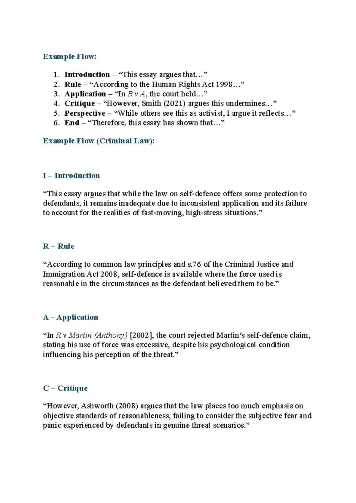 Criminal Law Case Study Analysis: Example Flow (CL 2020) - Studocu