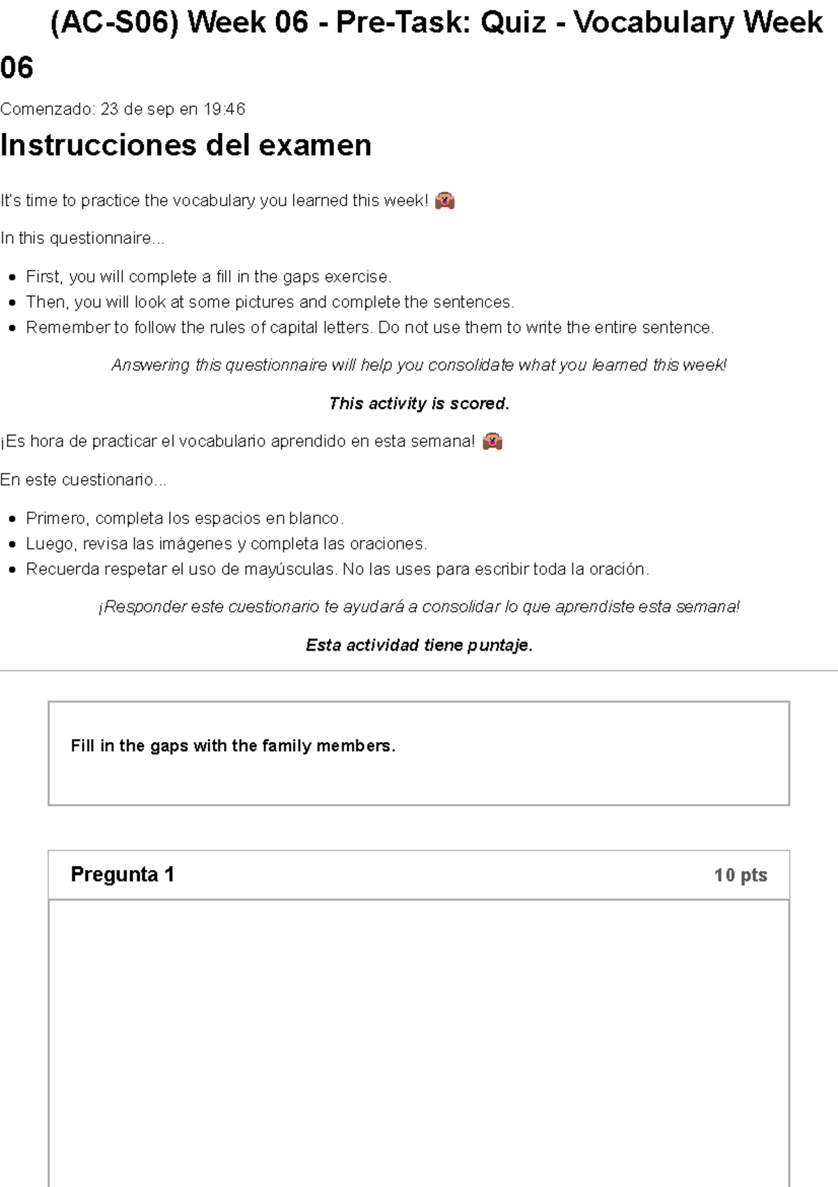 Examen 🔴 (AC-S06) Week 06 - Pre-Task Quiz: Vocabulary Practice - Studocu