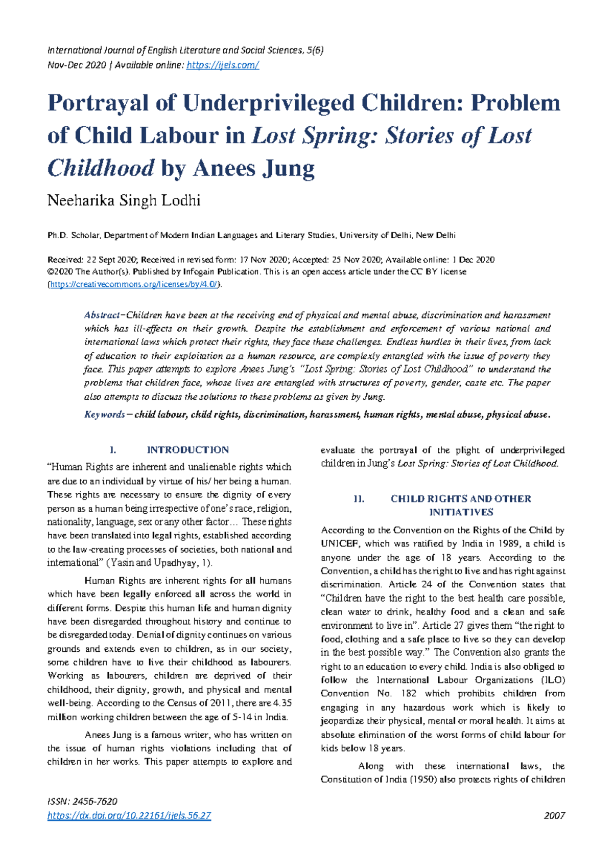 Portrayal of Underprivileged Children in Lost Spring: A Study on Child ...