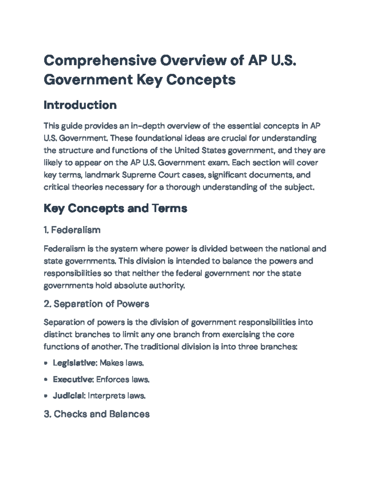 Comprehensive Overview of AP U.S. Government Concepts and Cases ...