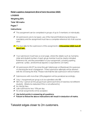 [Solved] When ordering goods lead times refer to Option A The time it - Retail logistics ...