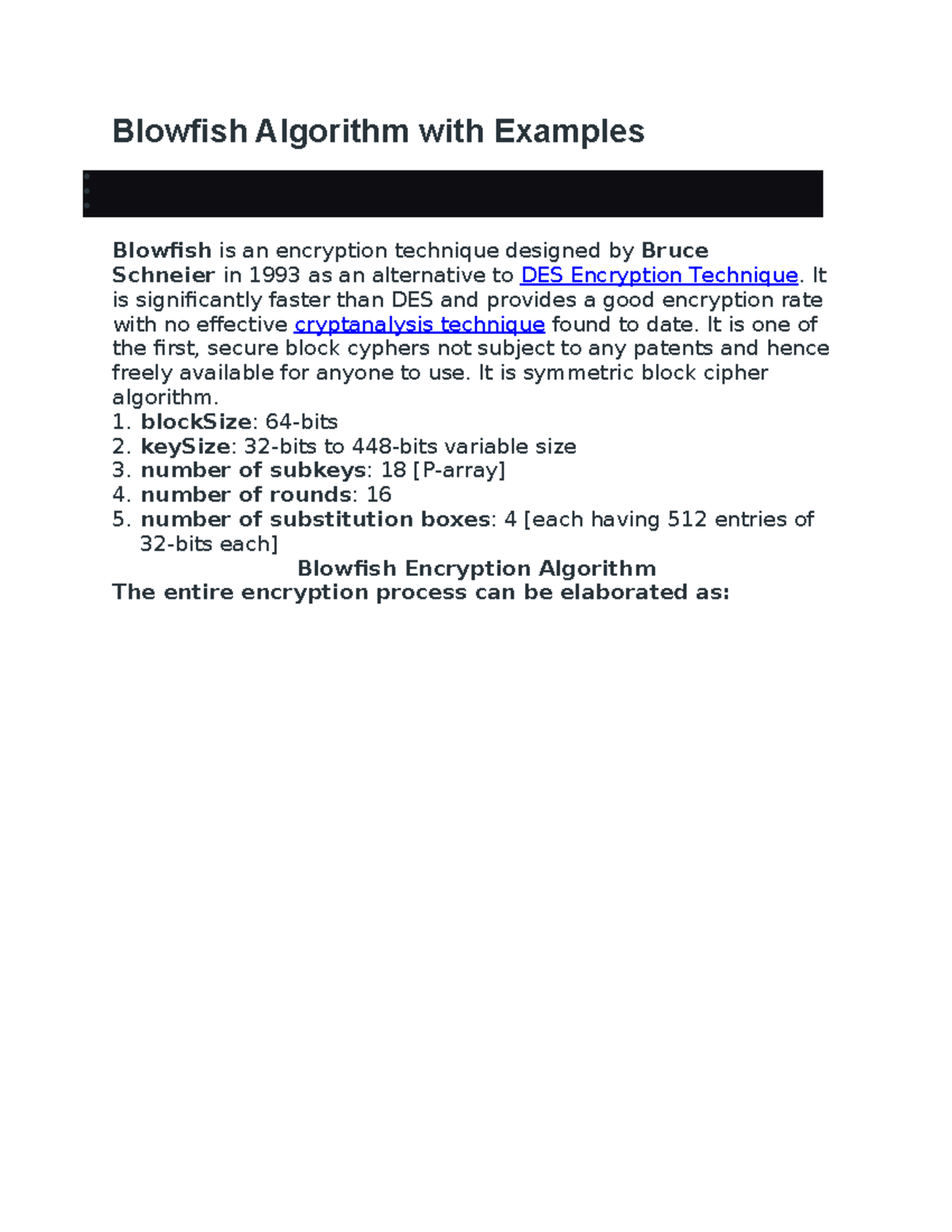 Blowfish Algorithm Explained: Key Generation & Encryption Steps - Studocu