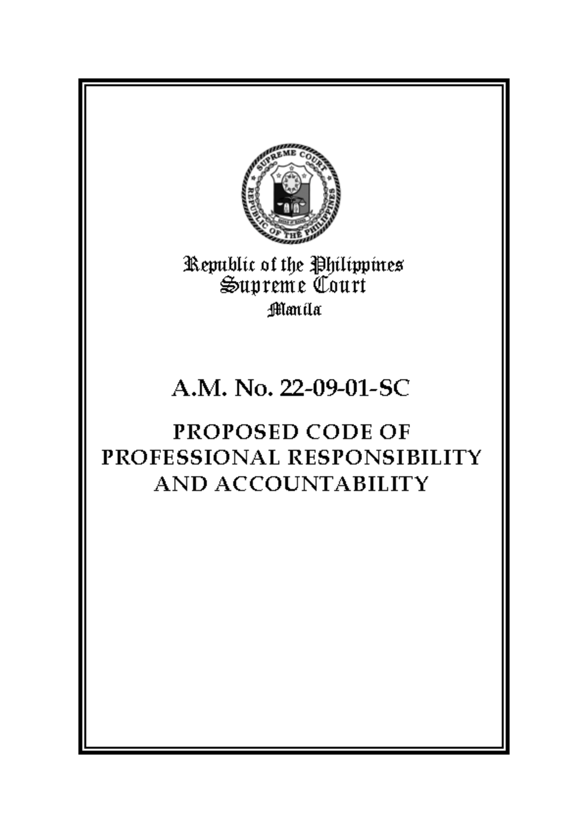 Proposed Code of Professional Responsibility and Accountability (CPRA ...