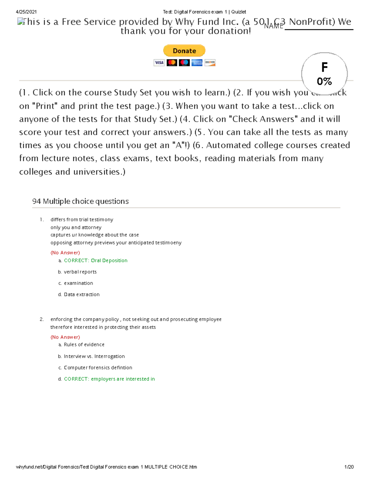 Digital Forensics (DF101) Exam 1 Quizlet Study Guide - Studocu