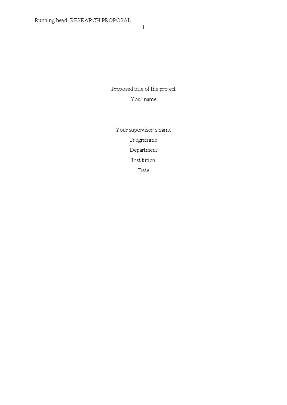 RESEARCH PROPOSAL (APA) Template for Academic Projects - Studocu