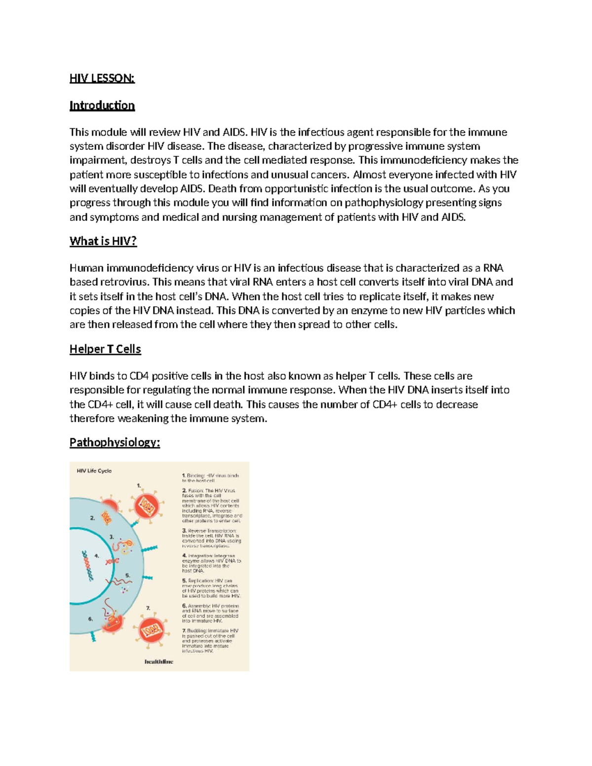 HIV LESSON: Comprehensive Study Guide on HIV and AIDS - Studocu