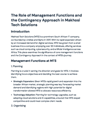 Makhosi Tech Solutions Case Study: Management Principles in Action ...