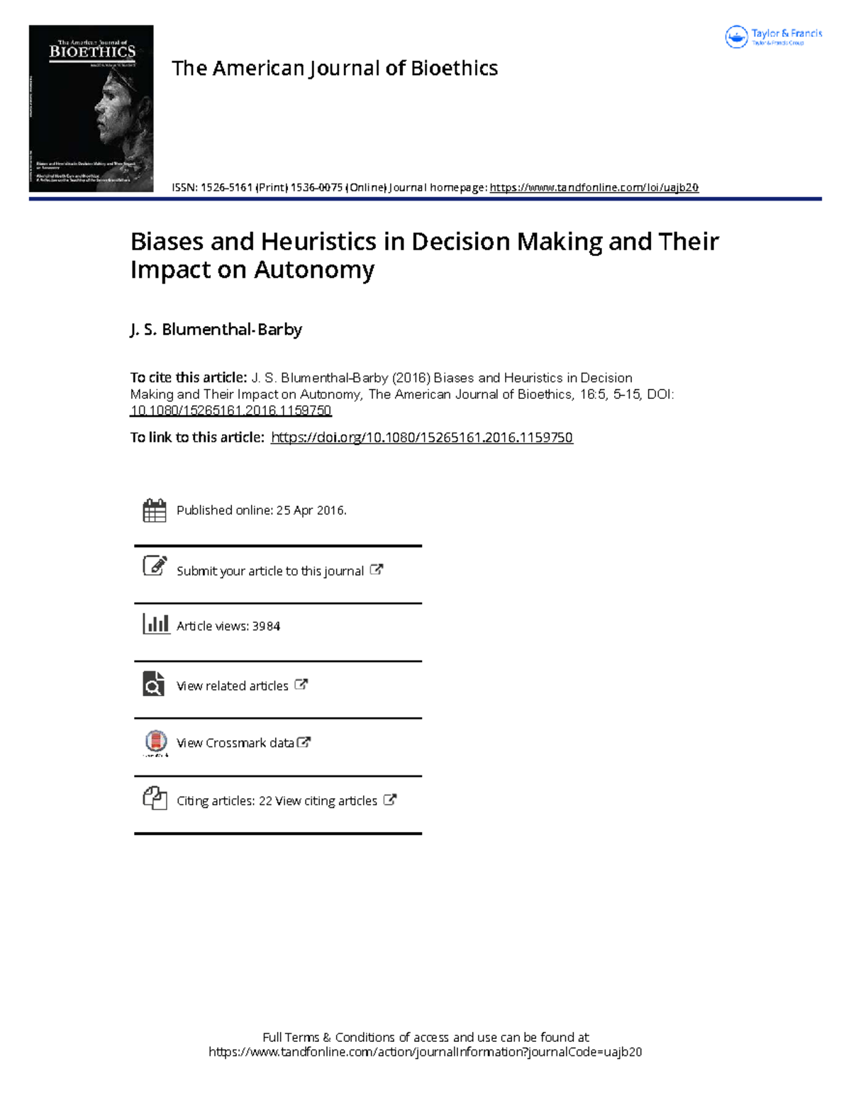 Biases and Heuristics in Decision Making: Exploring Autonomy's Impact ...