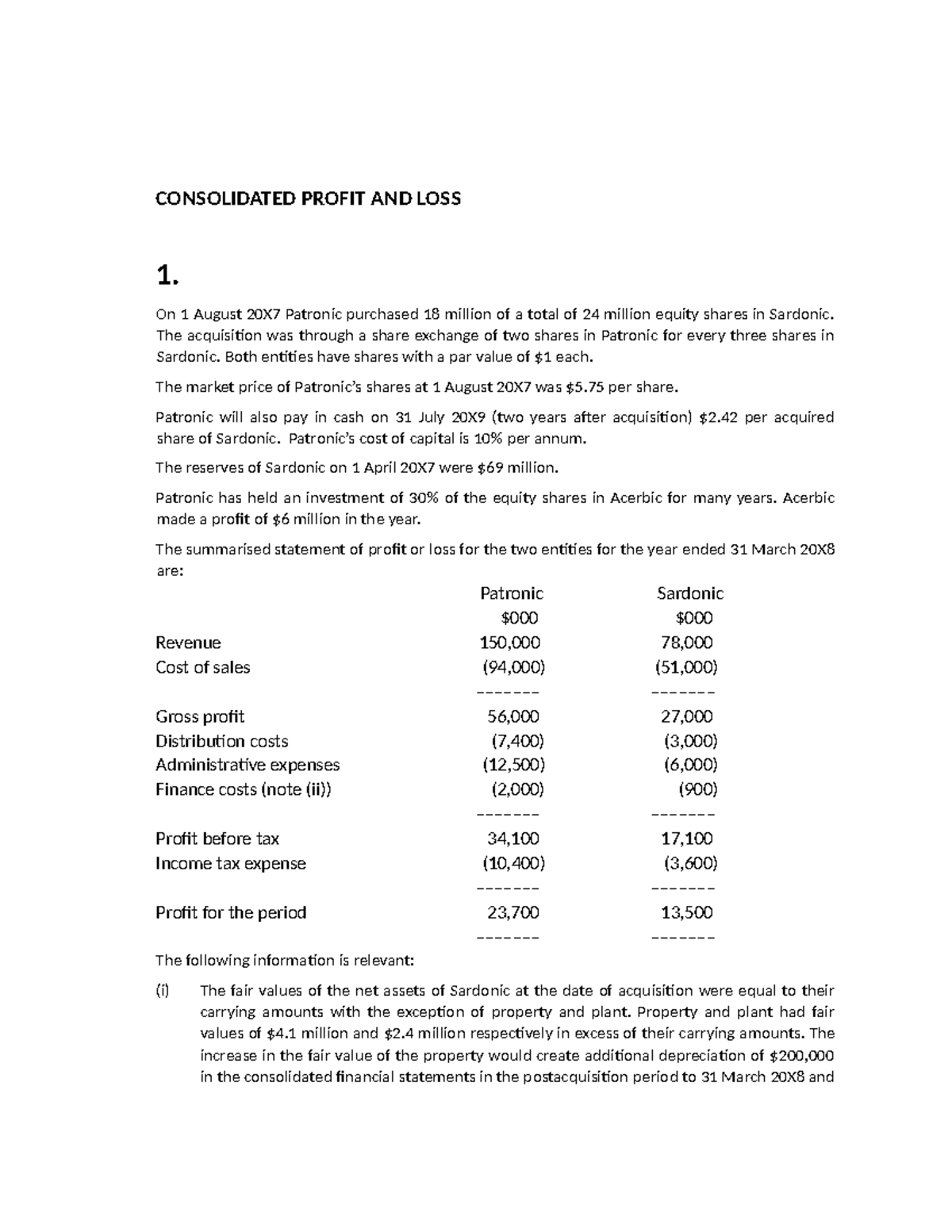 EXAM Guide: Consolidated Profit & Loss Analysis for ACC 101 - Studocu