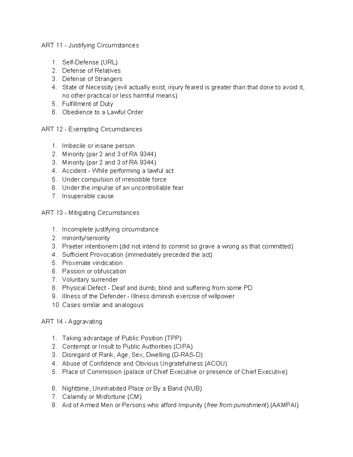 ART 11-14: Overview of Justifying, Exempting, Mitigating, and ...