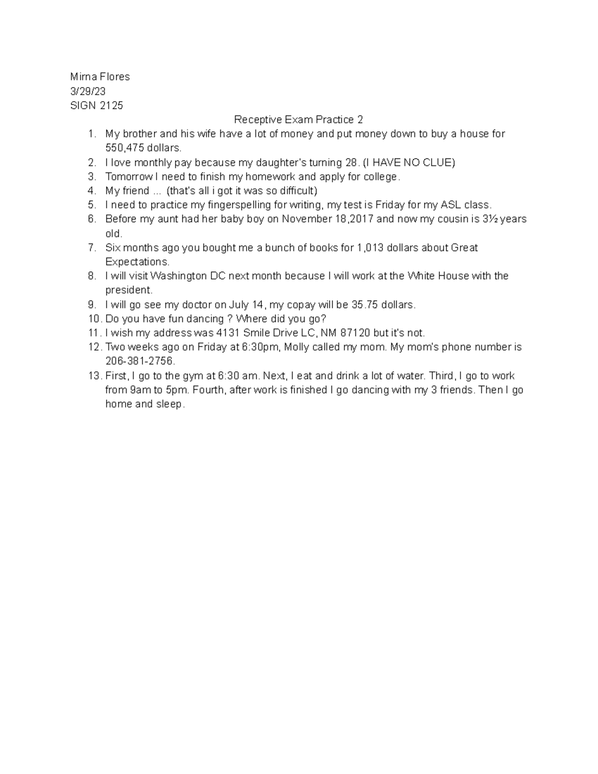 SIGN 2125 - Receptive Exam Practice 2 Test Questions & Answers - Studocu
