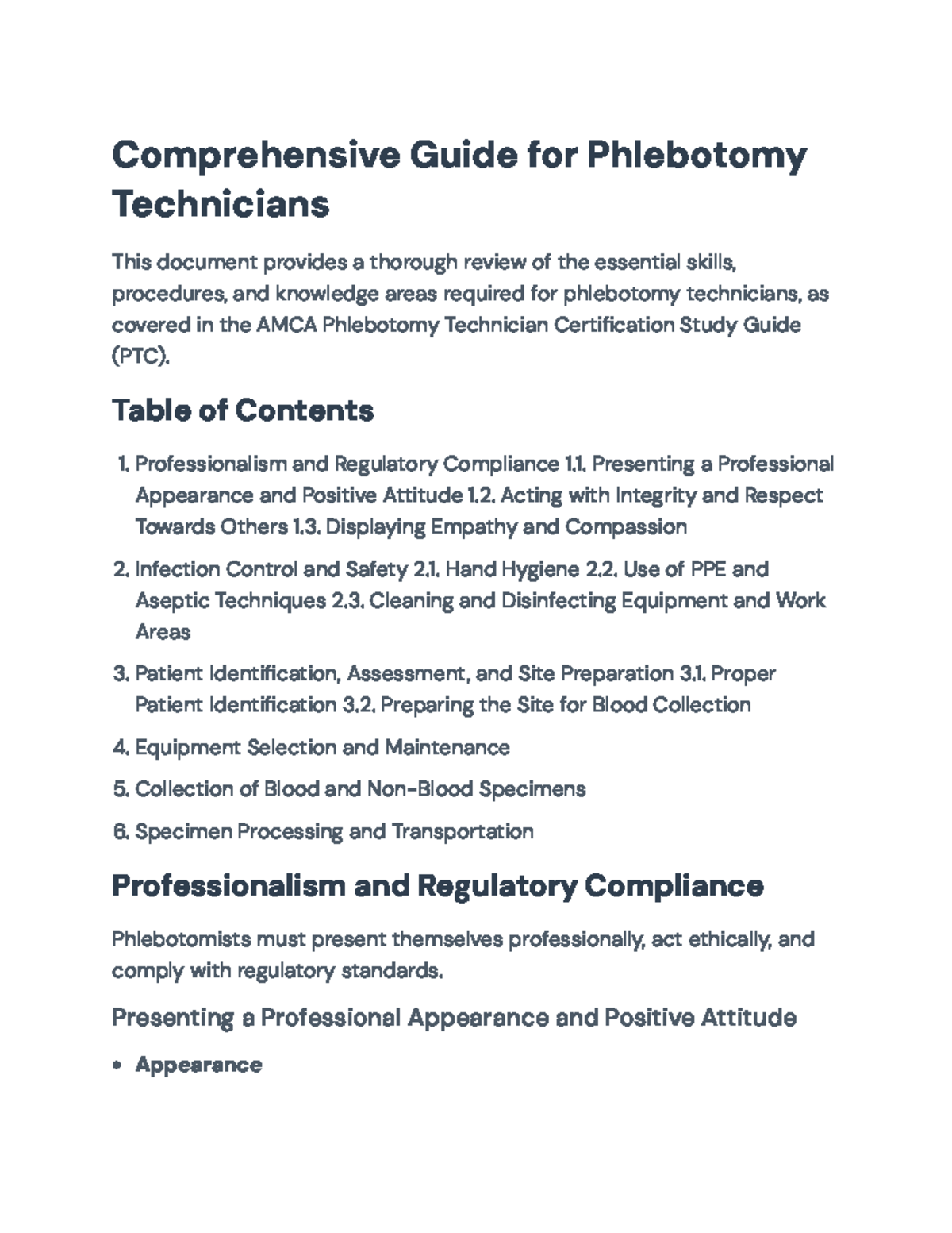 AMCA Phlebotomy Technician Certification Study Guide Overview ...