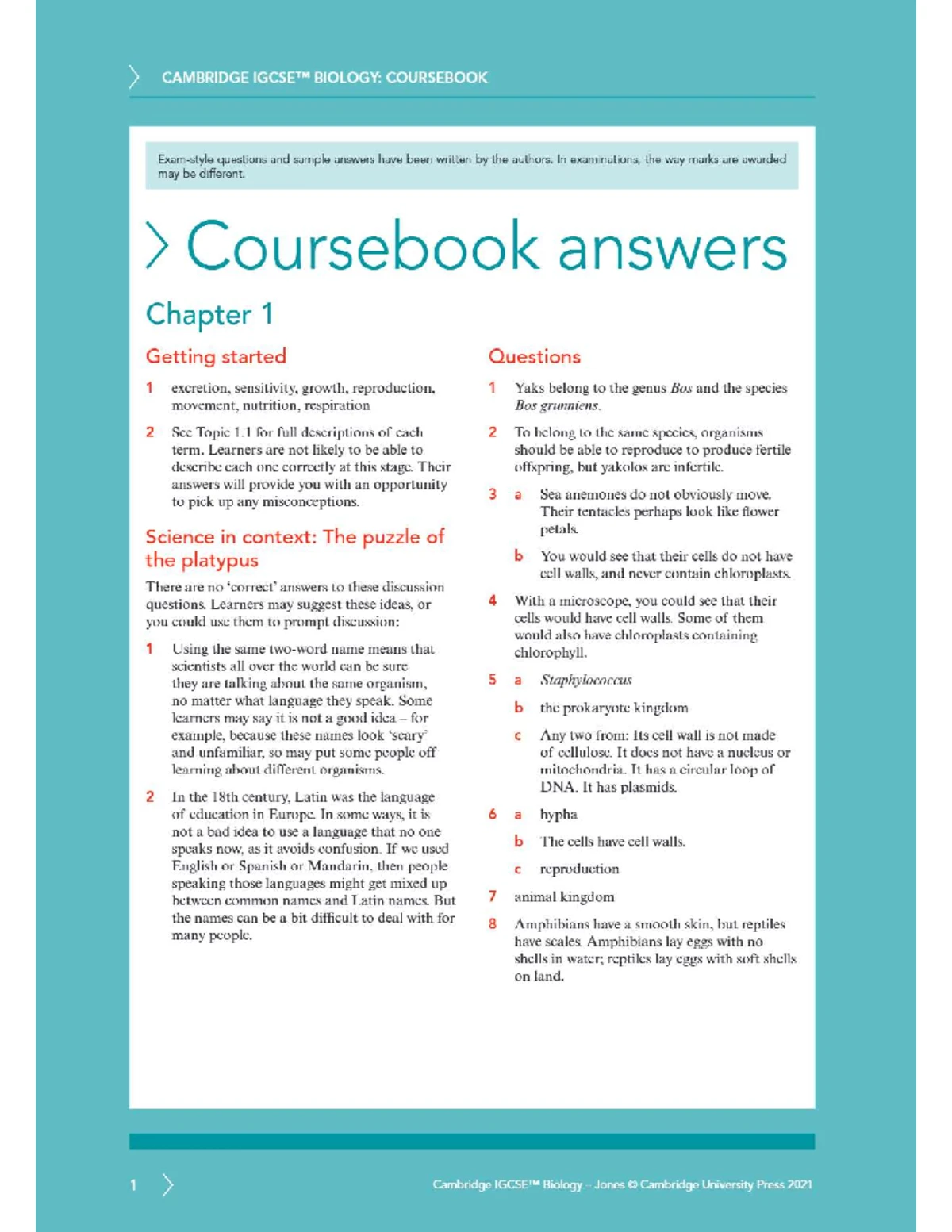 CAMBRIDGE IGCSETM ENGLISH AS A SECOND LANGUAGE: WORKBOOK ANSWERS - Studocu