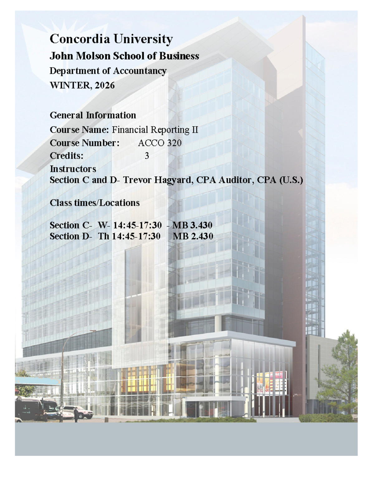 ACCO 320 Winter 2026 Financial Reporting II Course Outline - Studocu