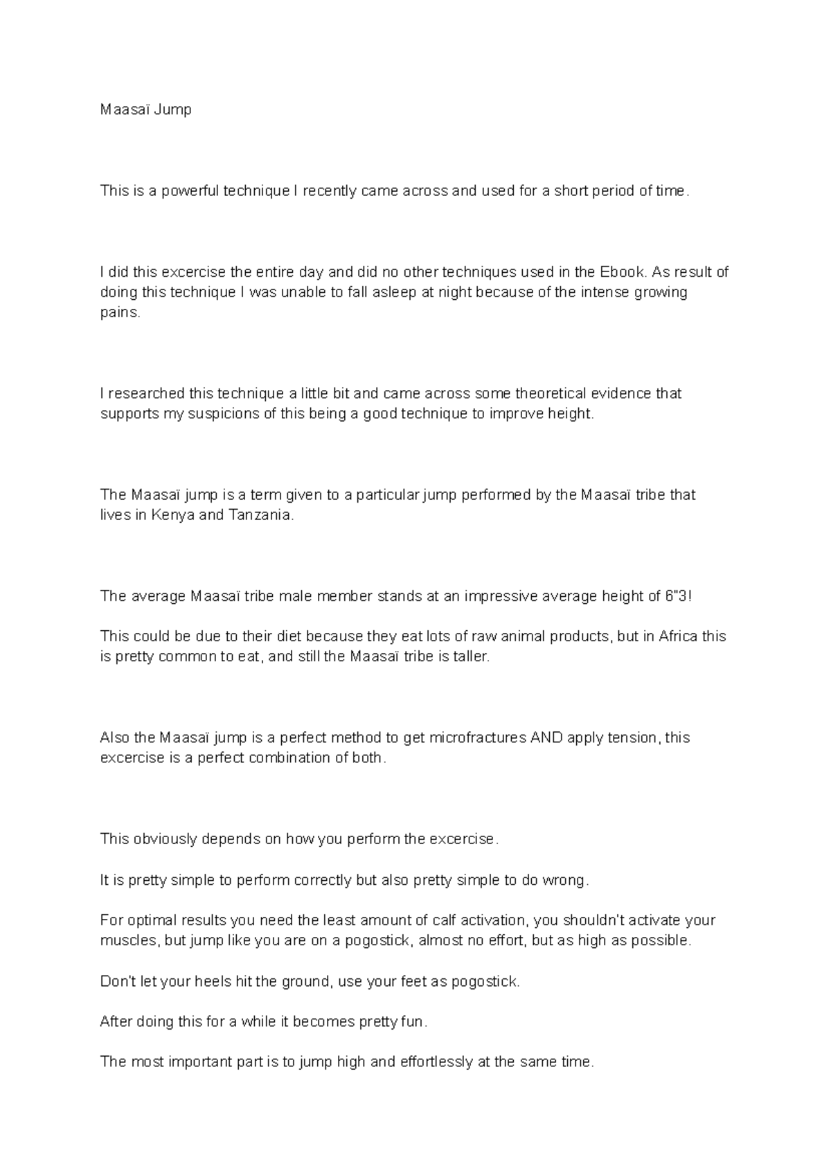 Maasai Jump: Enhance Your Height After Age 24 with This Technique - Studocu