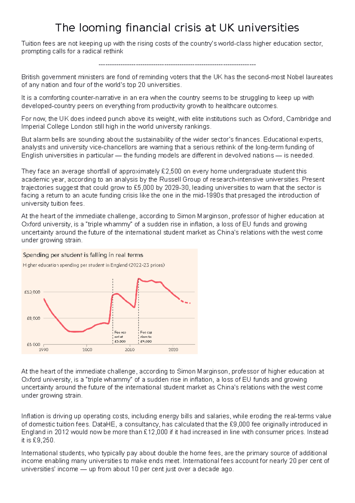 The looming financial crisis at UK universities - It is a comforting ...