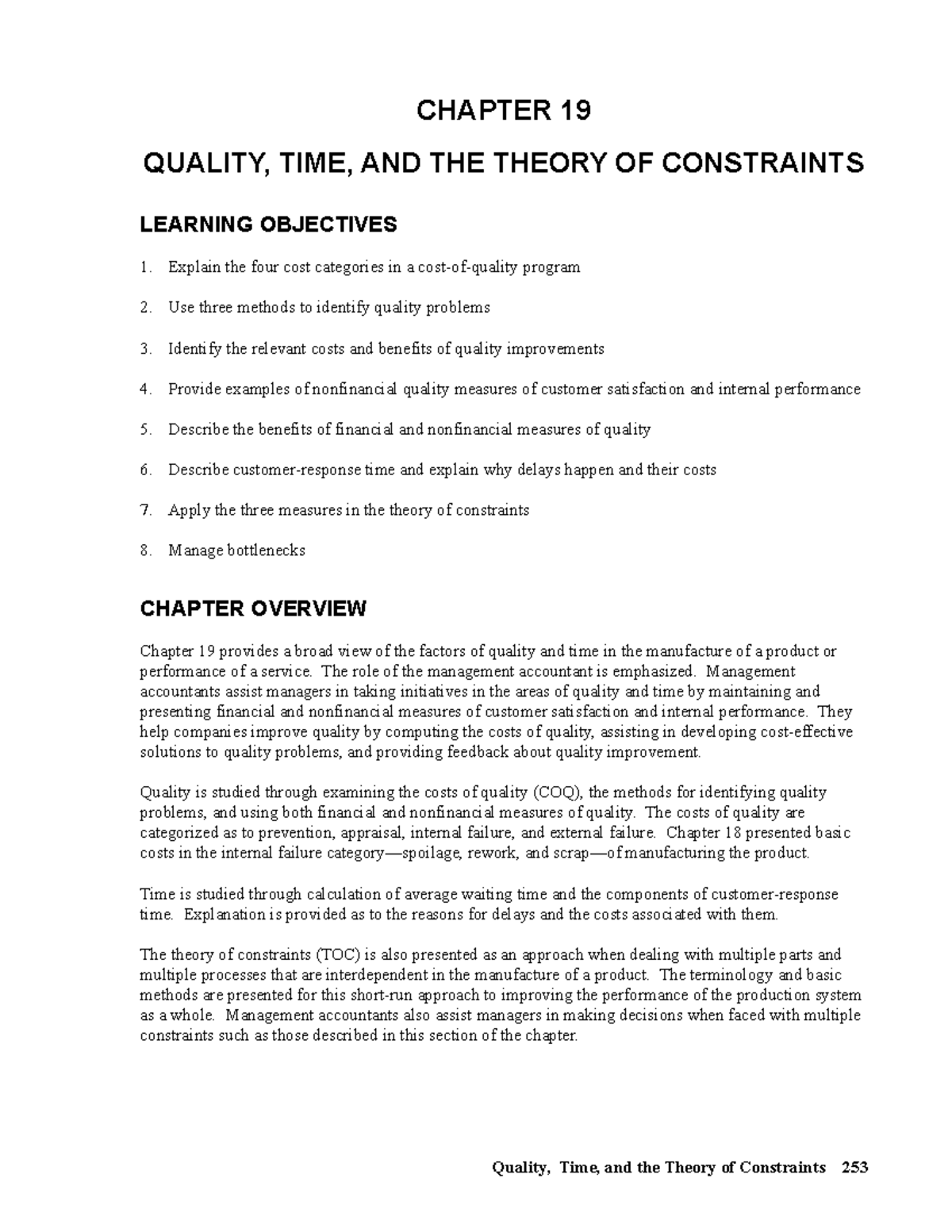 Test bank Accounting Management 11e Chapter 19 Quality, TIME, AND THE ...