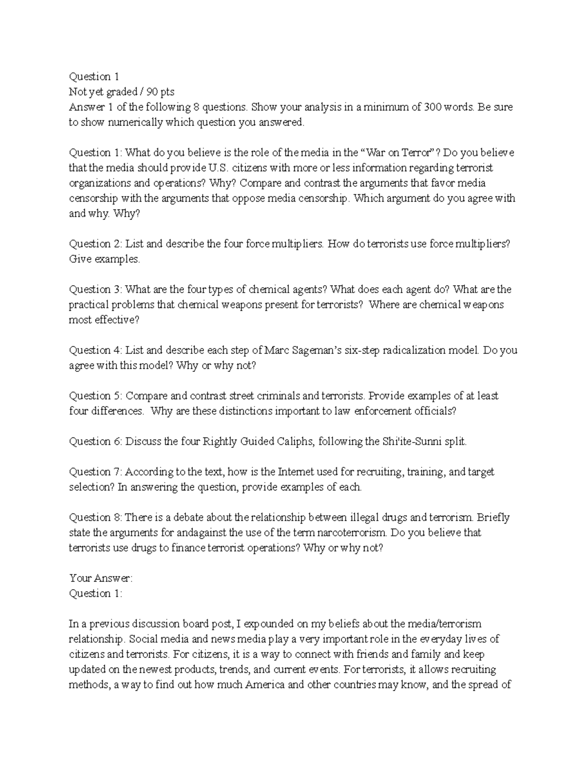 Quiz Midterm Essay Exam - Question 1 Not yet graded / 90 pts Answer 1 ...