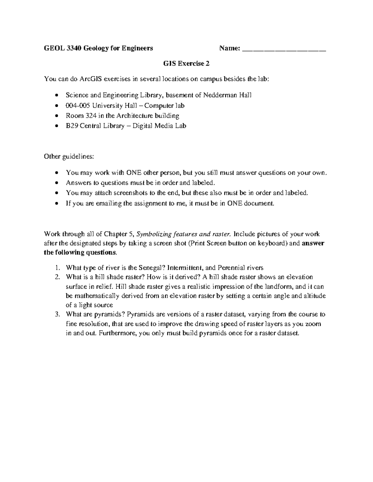 GIS Exercise 2 Fall 2022 - GEOL 3340 Geology for Engineers Name ...