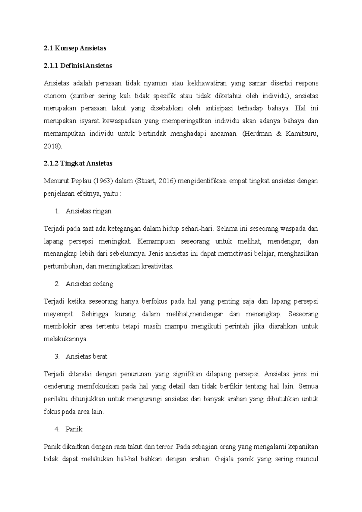 Materi Ansietas: Konsep, Gejala dan Tingkatan dalam Psikologi - Studocu