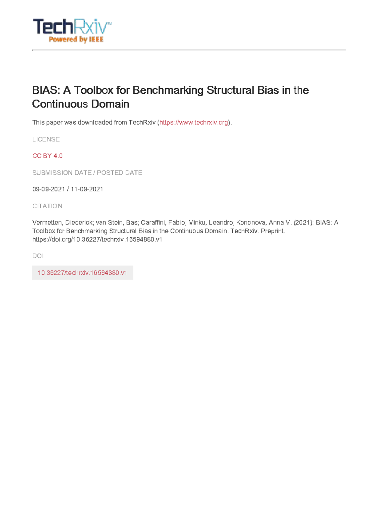 BIAS Toolbox: Benchmarking Structural Bias in Continuous Optimization ...