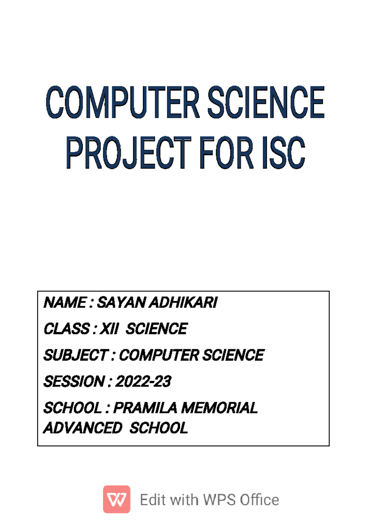 ISC XII Computer Science Project: Magic Numbers & Algorithms - Studocu