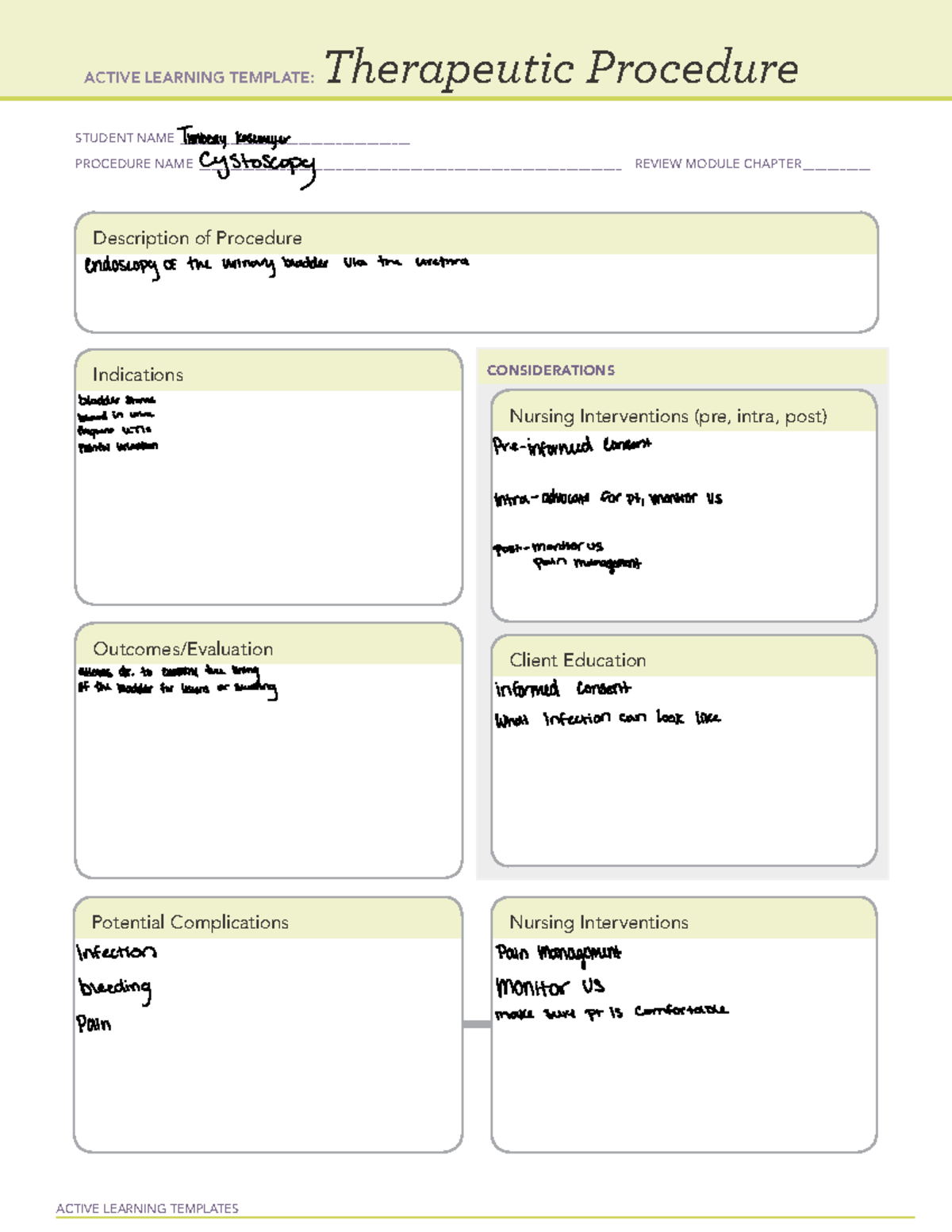 Cystoscopy - ati med template - ACTIVE LEARNING TEMPLATES Therapeutic ...