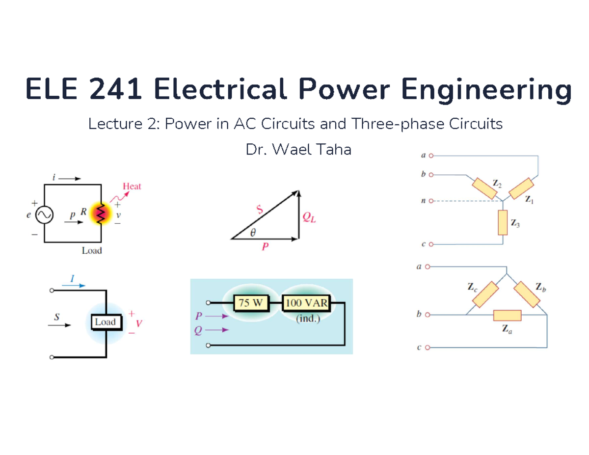 ELE 241 Lecture 2: Power Analysis in AC Circuits - Studocu