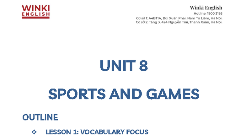 Grade 6 - Unit 8: Sports and Games Overview and Activities - Studocu