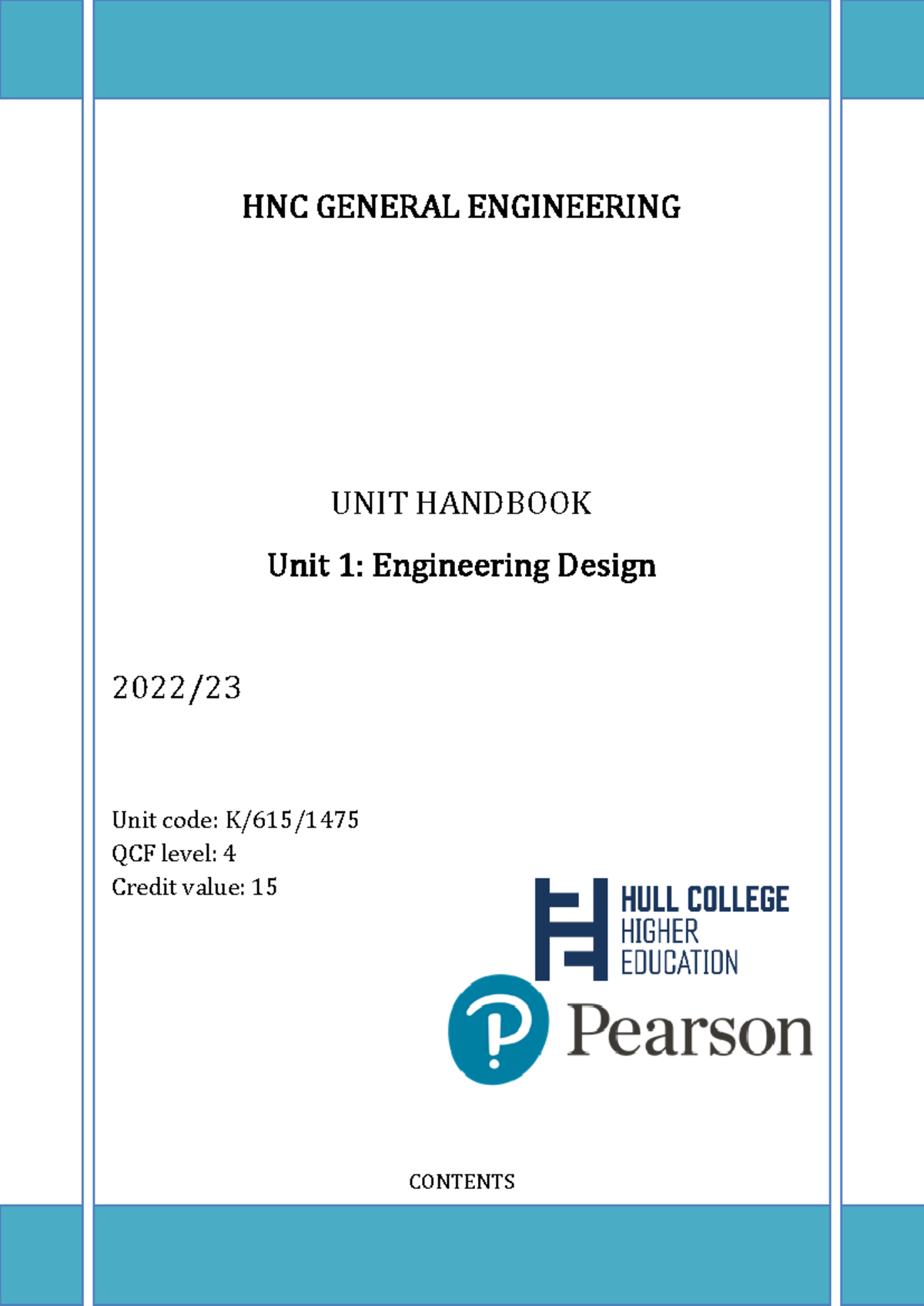HNC Engineering K/615/ Unit 1 Design: Handbook & Assignments 2022-23 - Studocu