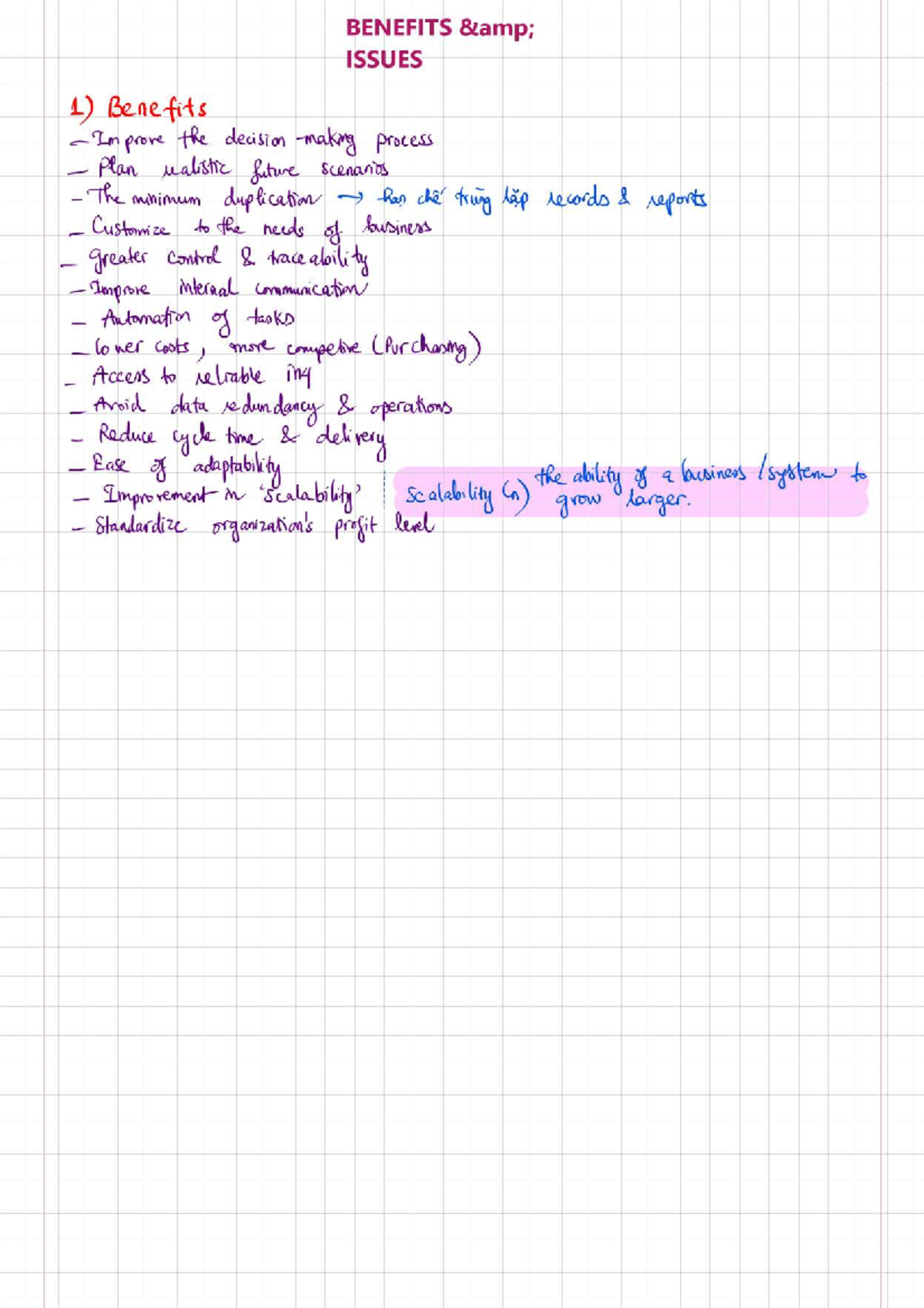 ERP Lecture Notes: Benefits and Issues in Business Operations - Studocu