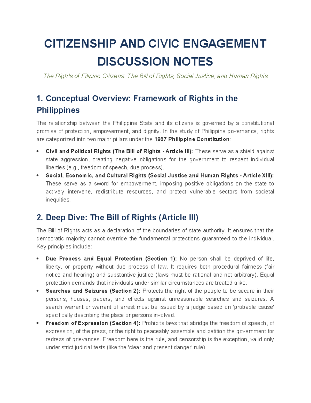 CIT 101: Citizenship & Civic Engagement Discussion Notes - Studocu