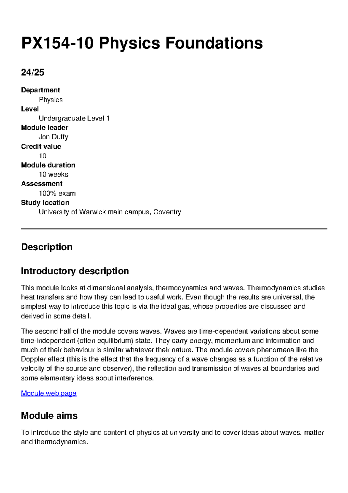 PX154: Intro to Physics - Dimensional Analysis, Thermodynamics & Waves ...