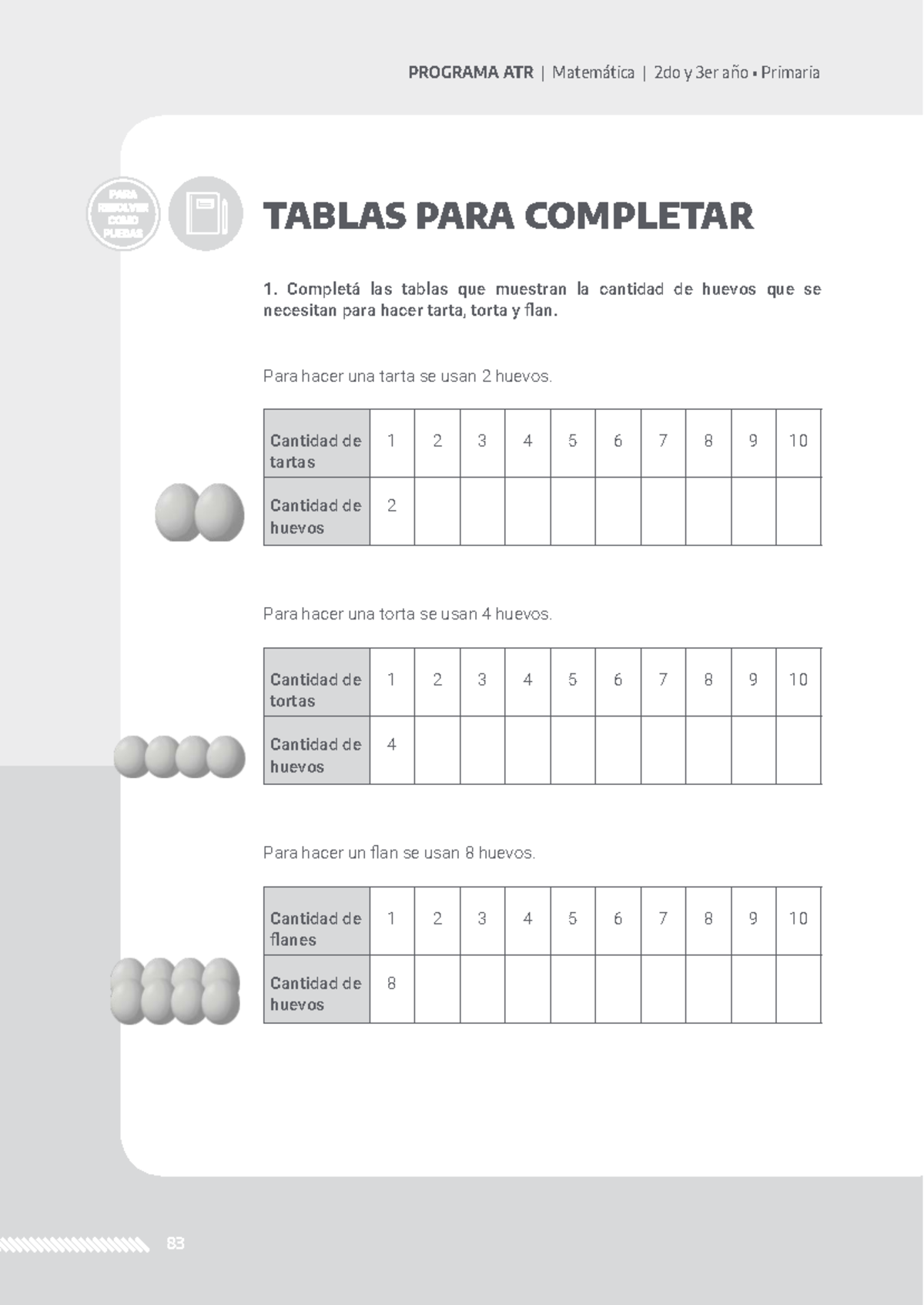 Matemáticas 2do y 3er año Primaria: Tablas de Cantidades y ...