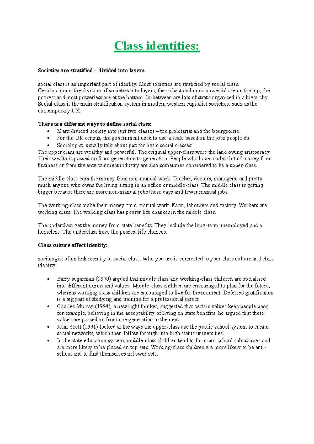 Class Identities: Understanding Social Stratification and Identity ...