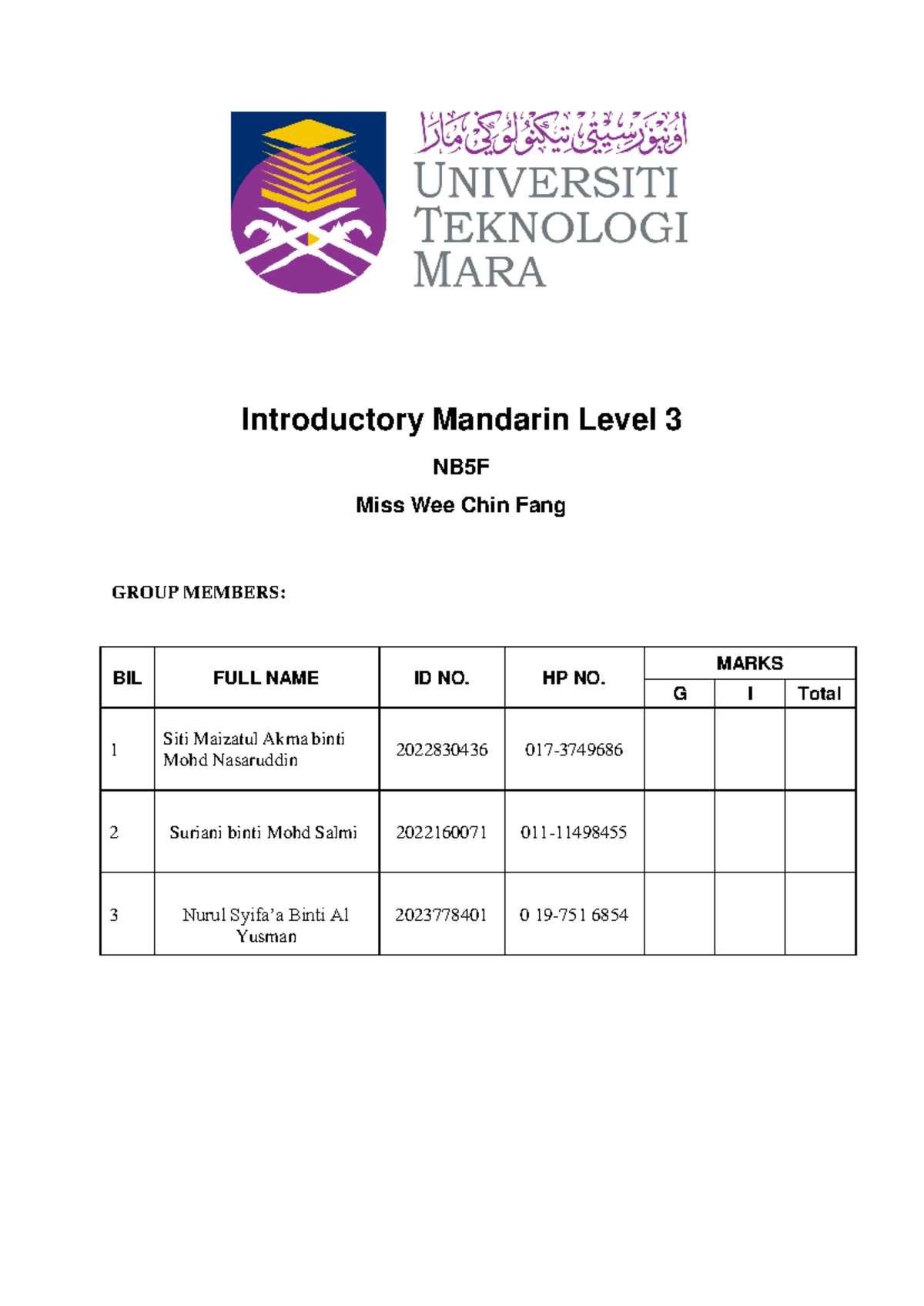 Revised Role Play Script for Introductory Mandarin Level 3 (NB5F) - Studocu