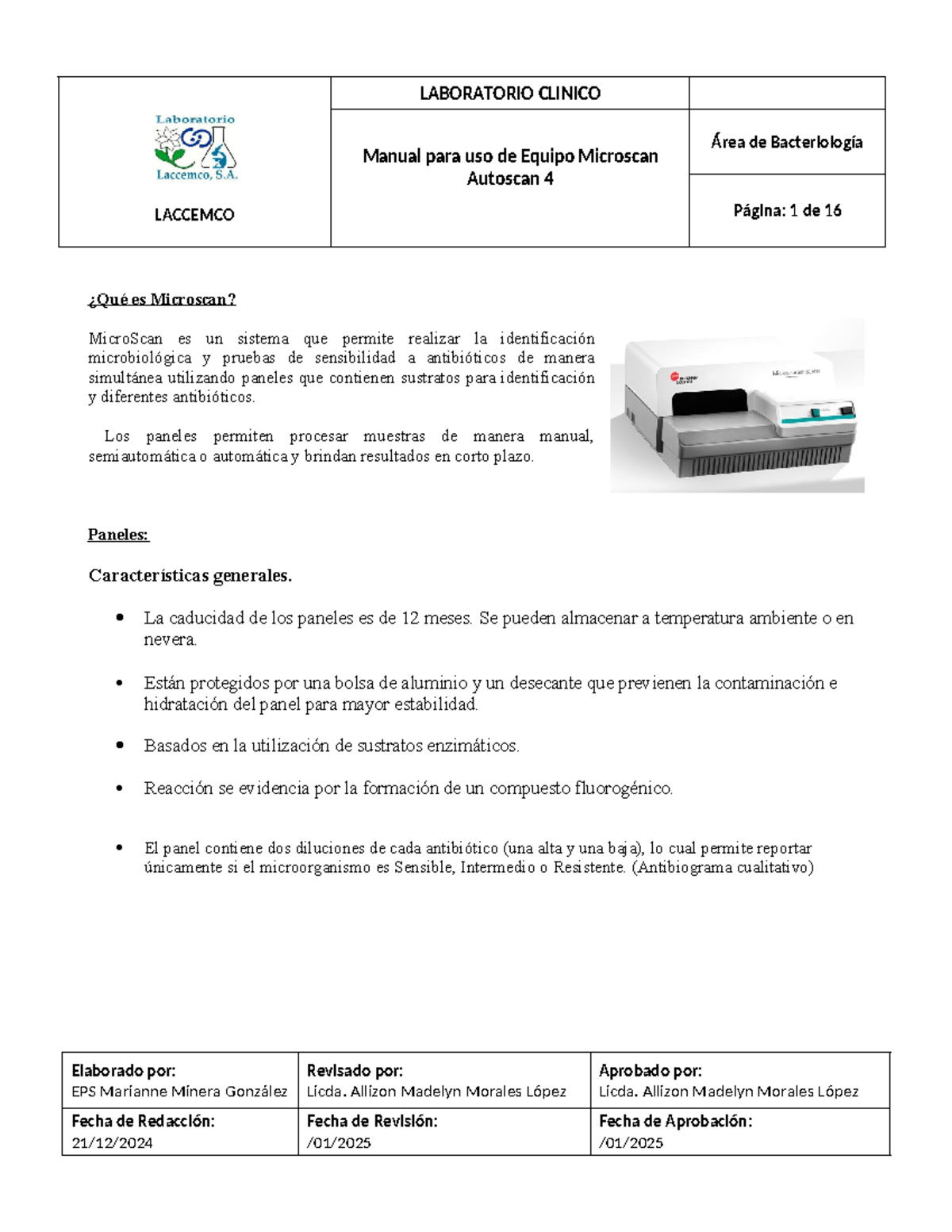 Manual de Uso del Equipo Microscan Autoscan 4 - Área Bacteriología - Studocu