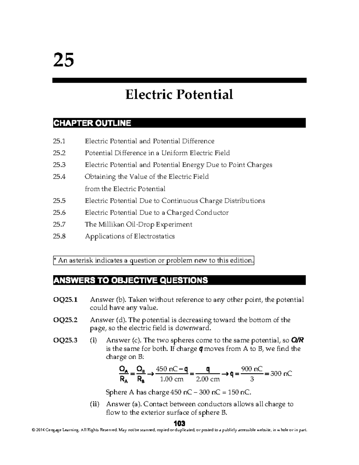 Electric Potential: Chapter 25 Solutions and Discussions - PHYS 101 ...