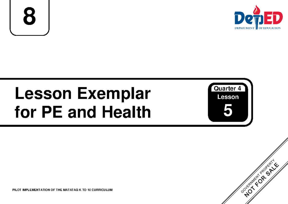 Q4 LE PEH8 Lesson 5 Exemplar for Health & PE: Matatag K to 10 ...