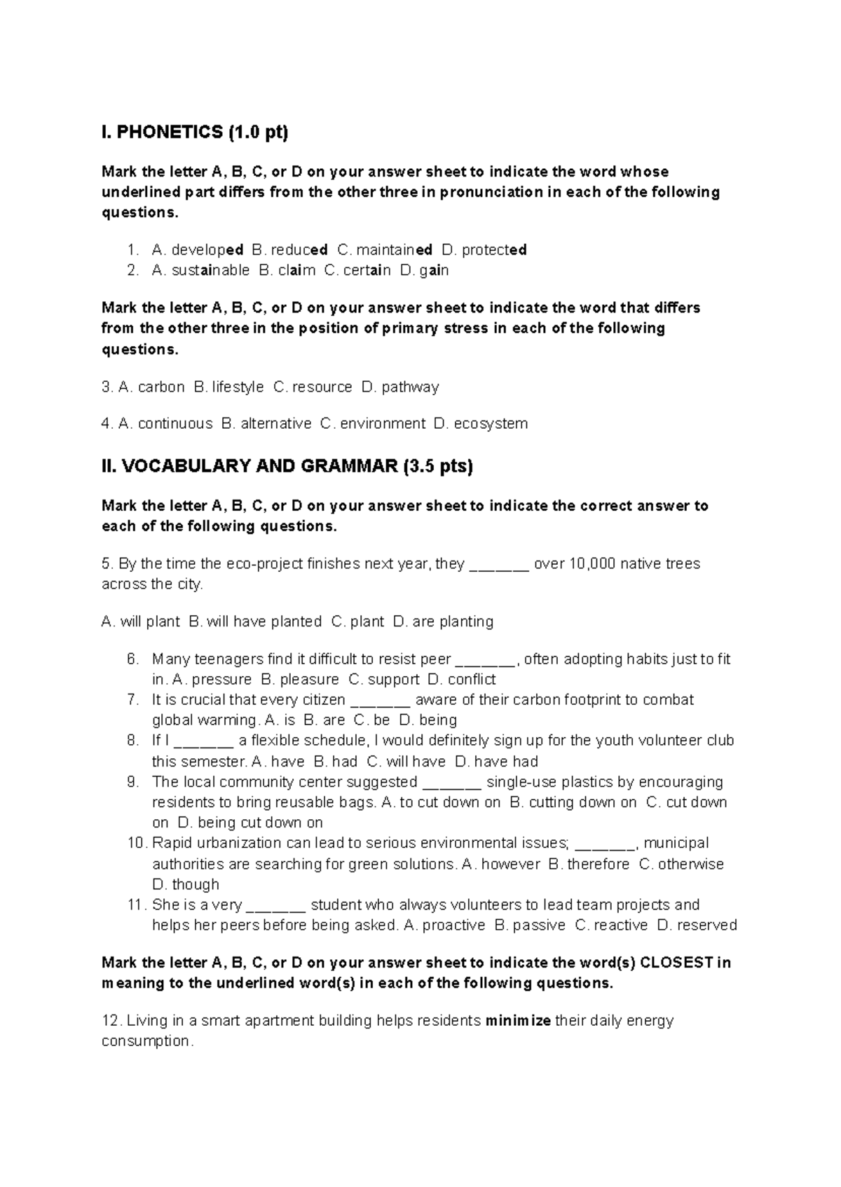 PHONETICS & VOCABULARY EXERCISES (ENG 101) - Studocu