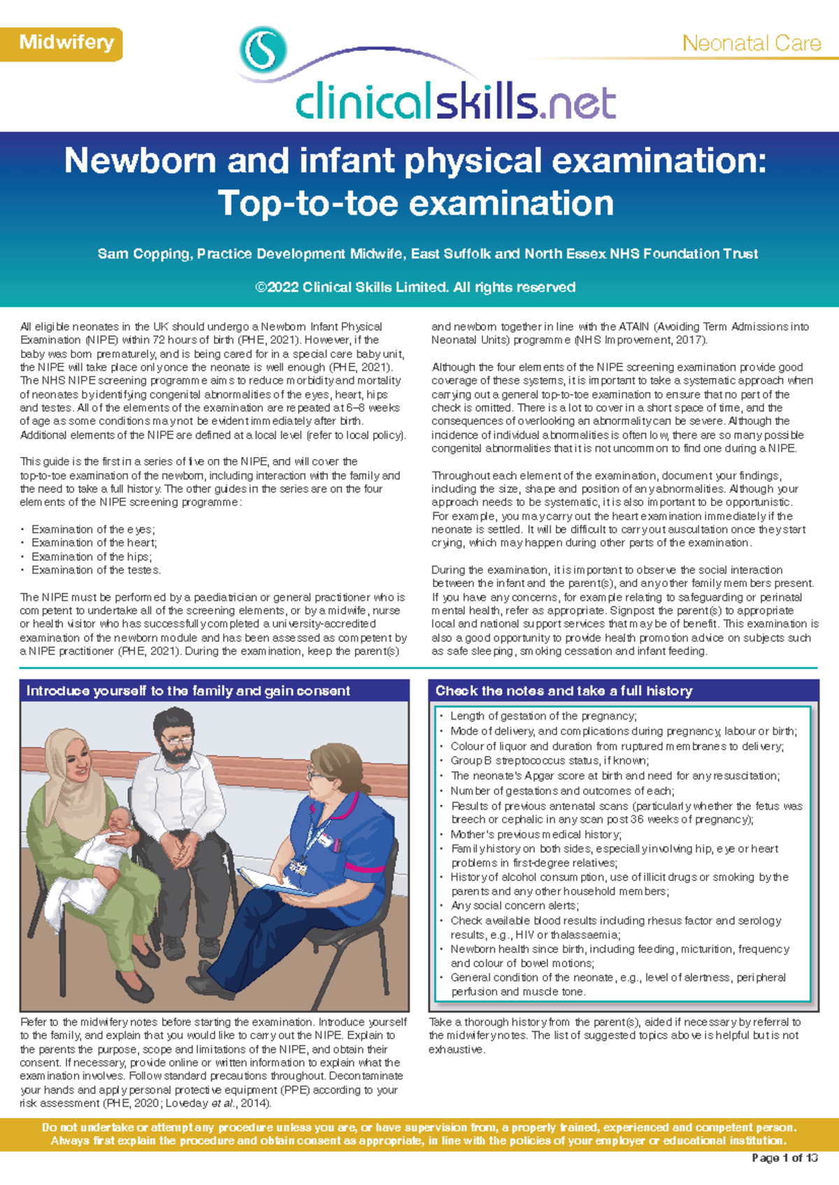 NIPE Midwifery: Comprehensive Newborn Physical Examination Guide - Studocu