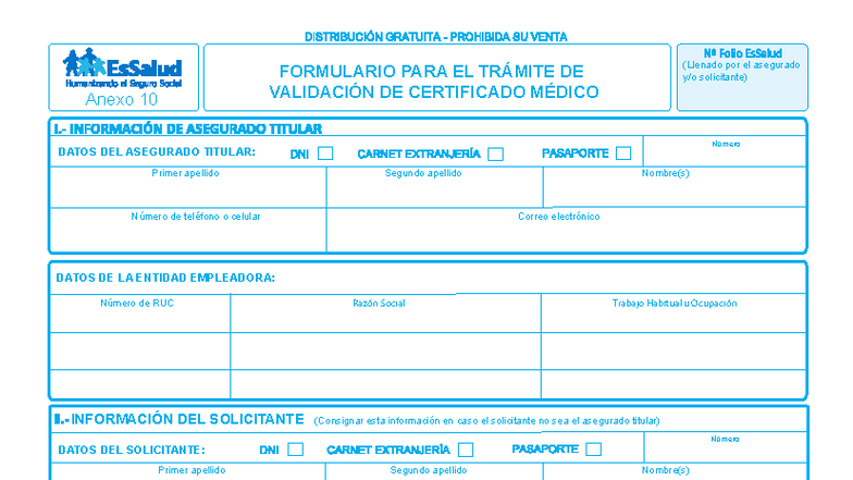 Anexo 10: Formulario para Validación de Certificado Médico - Studocu