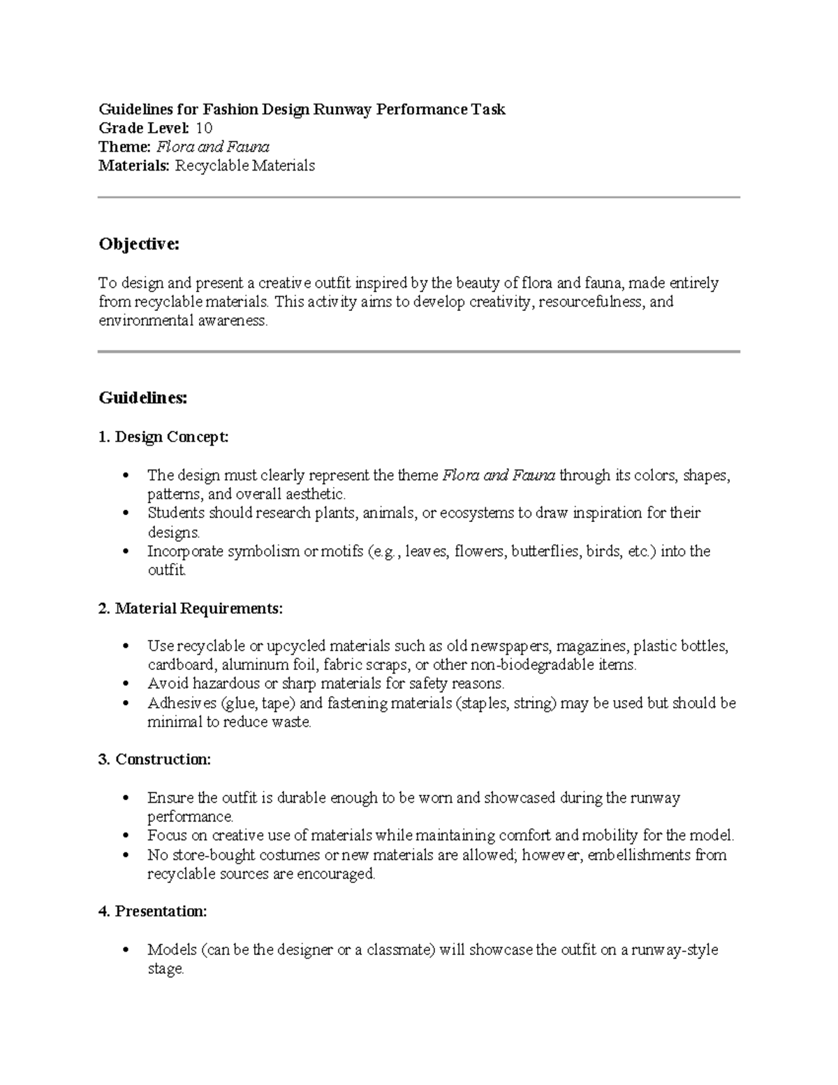 3RD- Quarter-ARTS-PETA2- Fashion- Design- Runway - Guidelines for ...