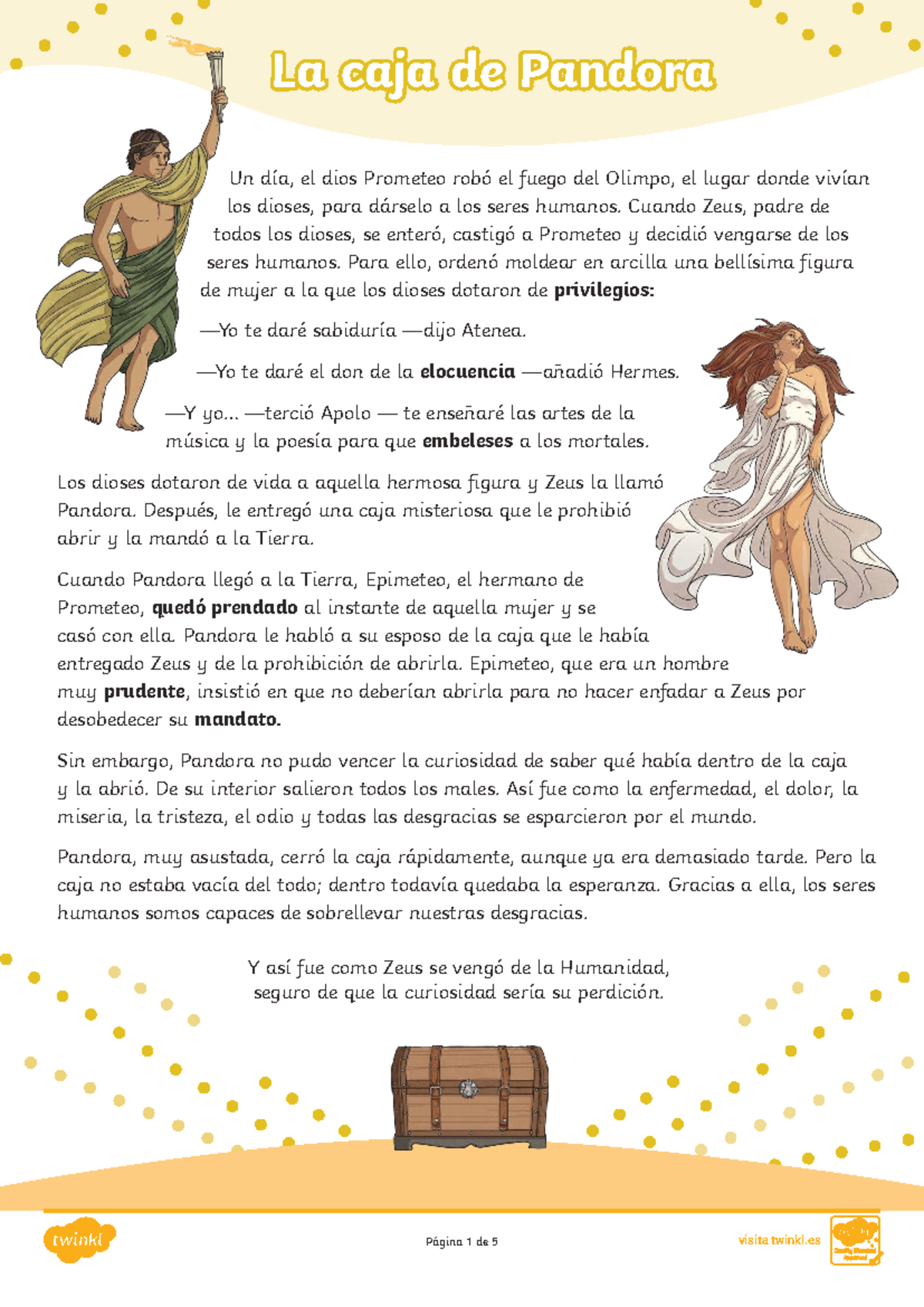 Comprensión Lectora: La Caja de Pandora - Mitos Griegos (Es-sl ...