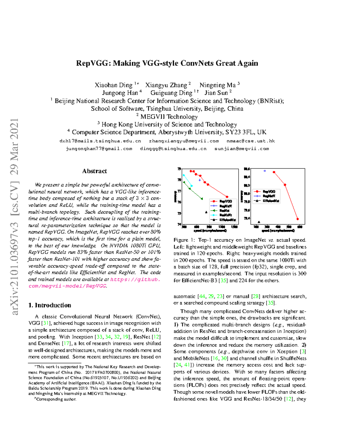 RepVGG: A Simple and Efficient ConvNet Architecture for Image ...