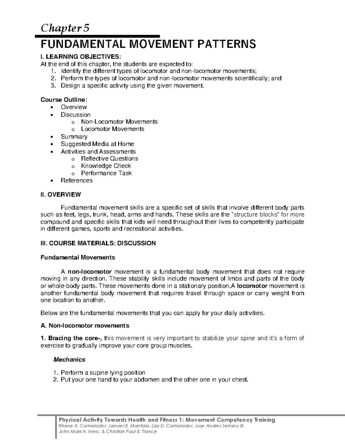 Chapter 5: Fundamental Movement Patterns in Health & Fitness 1 - Studocu