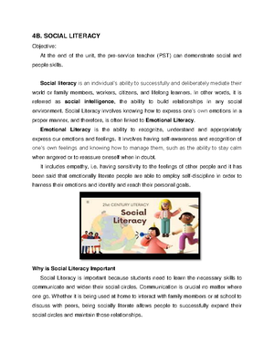 UNIT-4C.-4C. Media Literacy - 4C. MEDIA LITERACY Objective: At the end ...