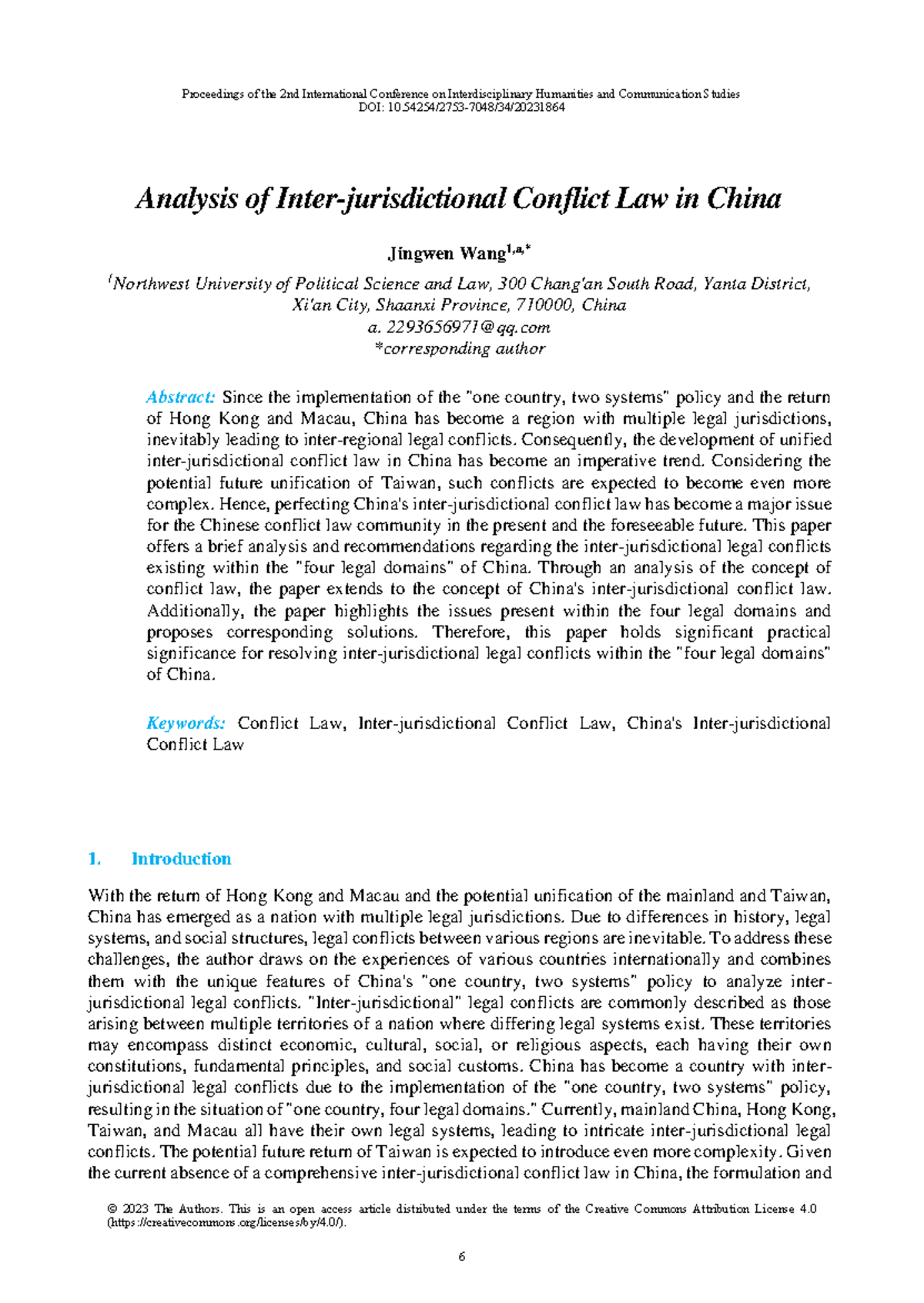 Analysis of Inter-jurisdictional Conflict Law in C - Analysis of Inter ...