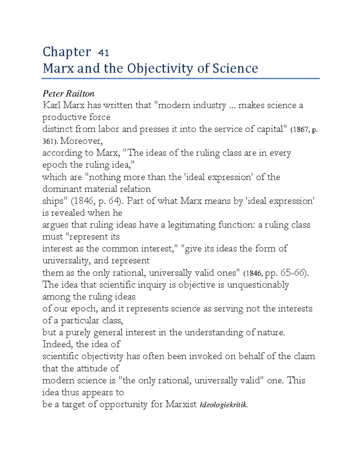 Chapter 41: Marx's Perspective on Scientific Objectivity - Studocu