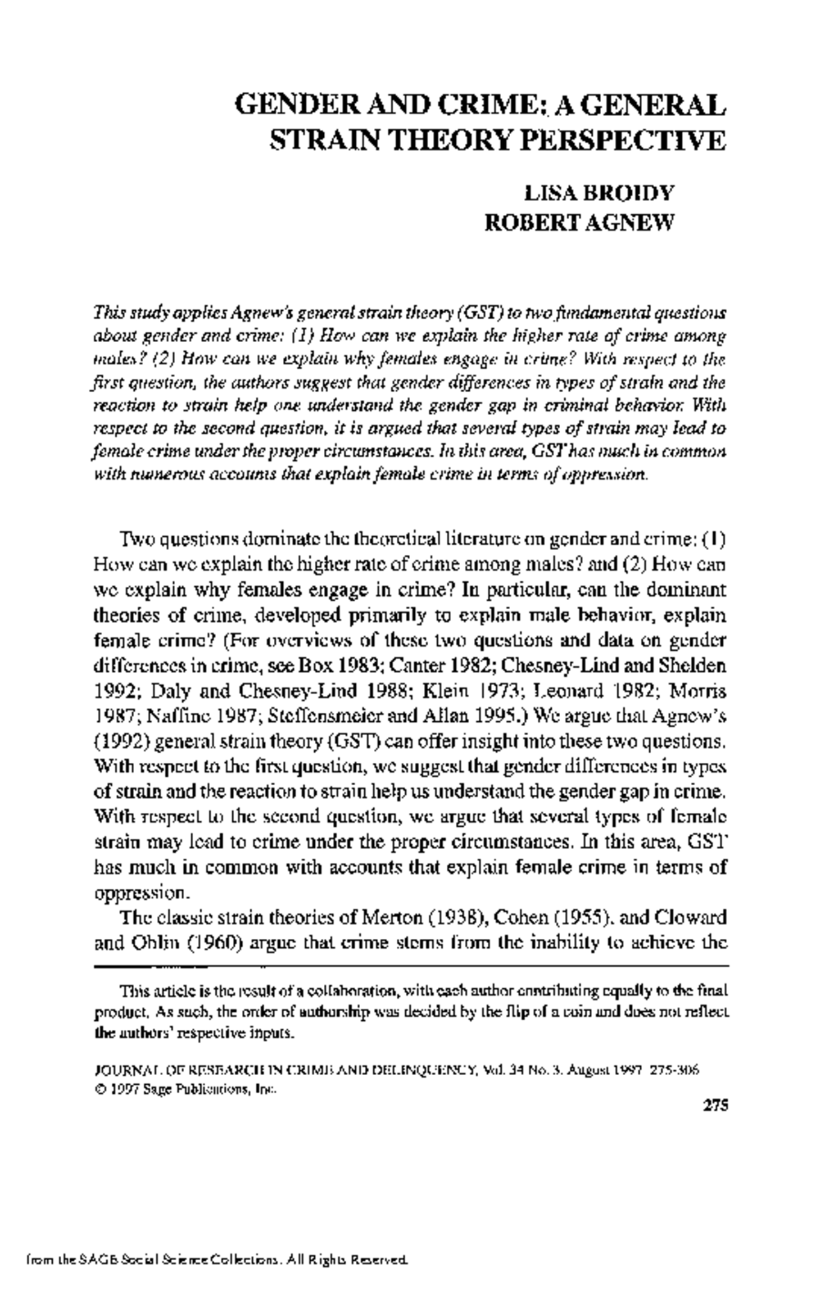 Broidy agnew 1997 gender and crime a general strain theory perspective ...